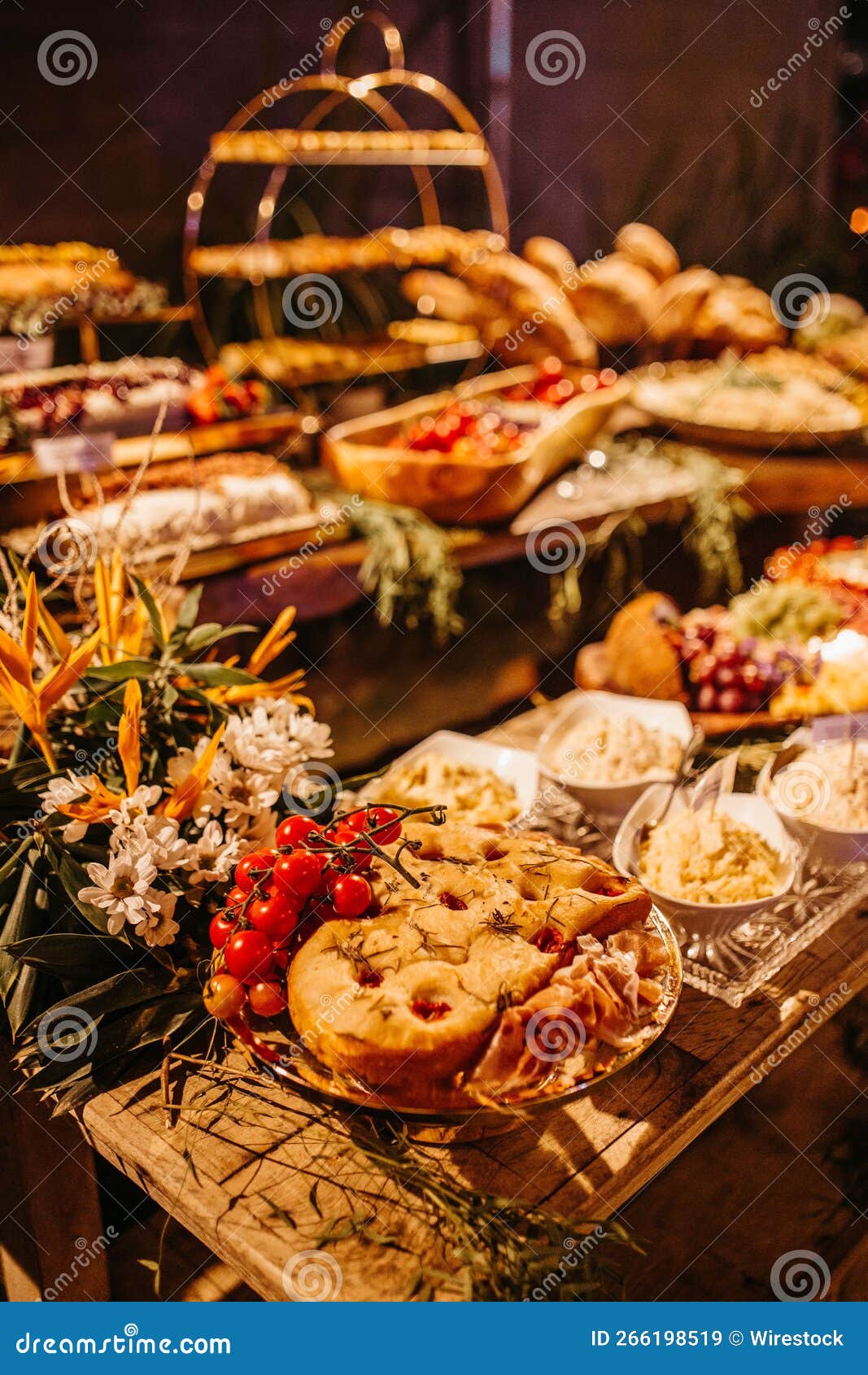 Wooden Table with a Variety of Sweets and Dishes Stock Image - Image of ...