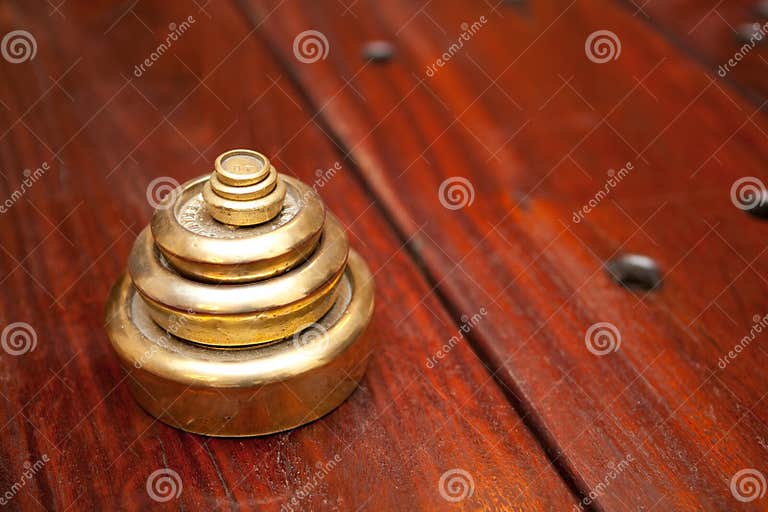 Wooden Table and weights stock image. Image of wooden - 13271937