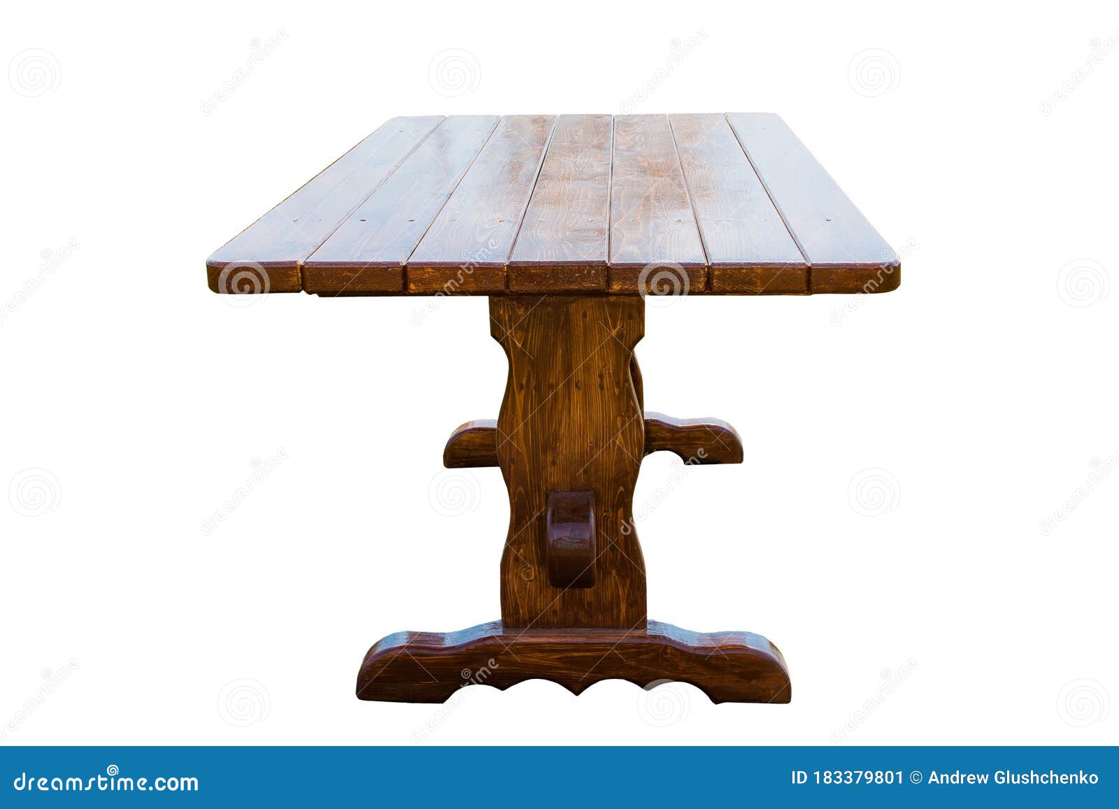 Wooden Table on White Background. Side View Stock Image - Image of ...