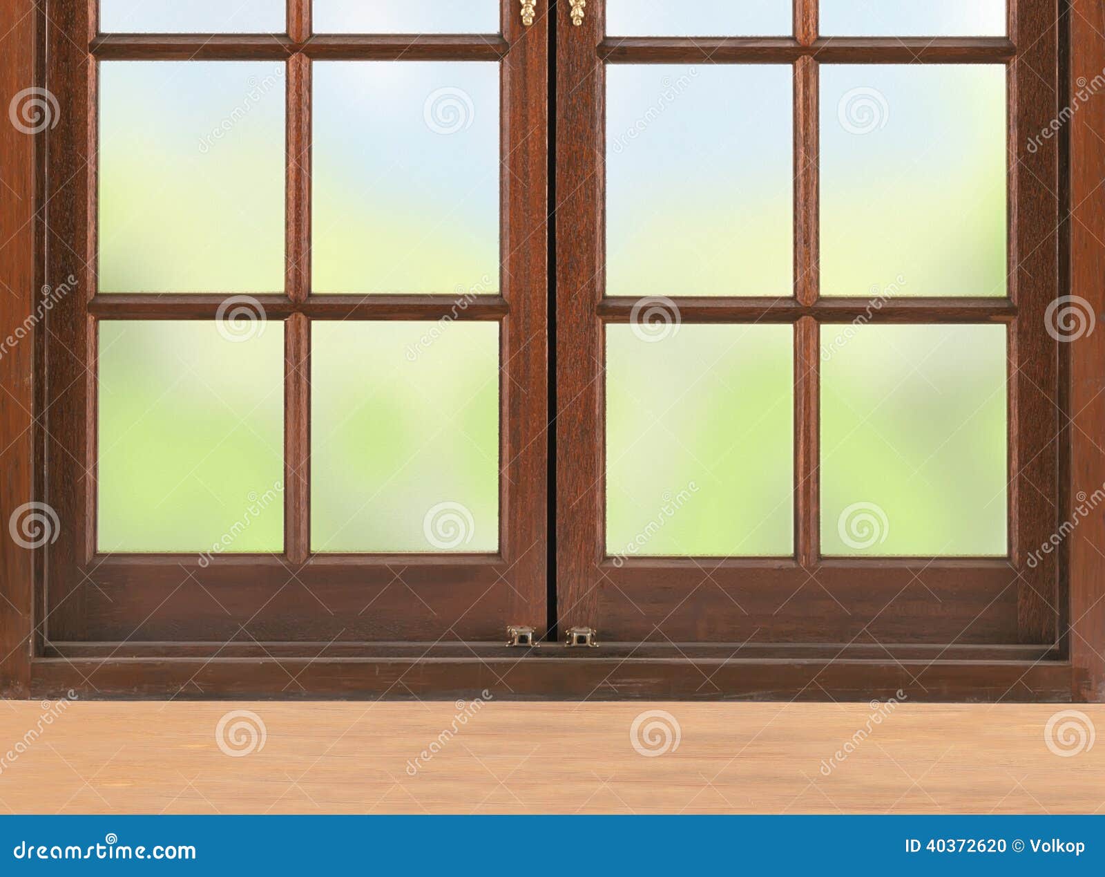 Wooden Table and Window and Nature Background Stock Photo - Image of ...