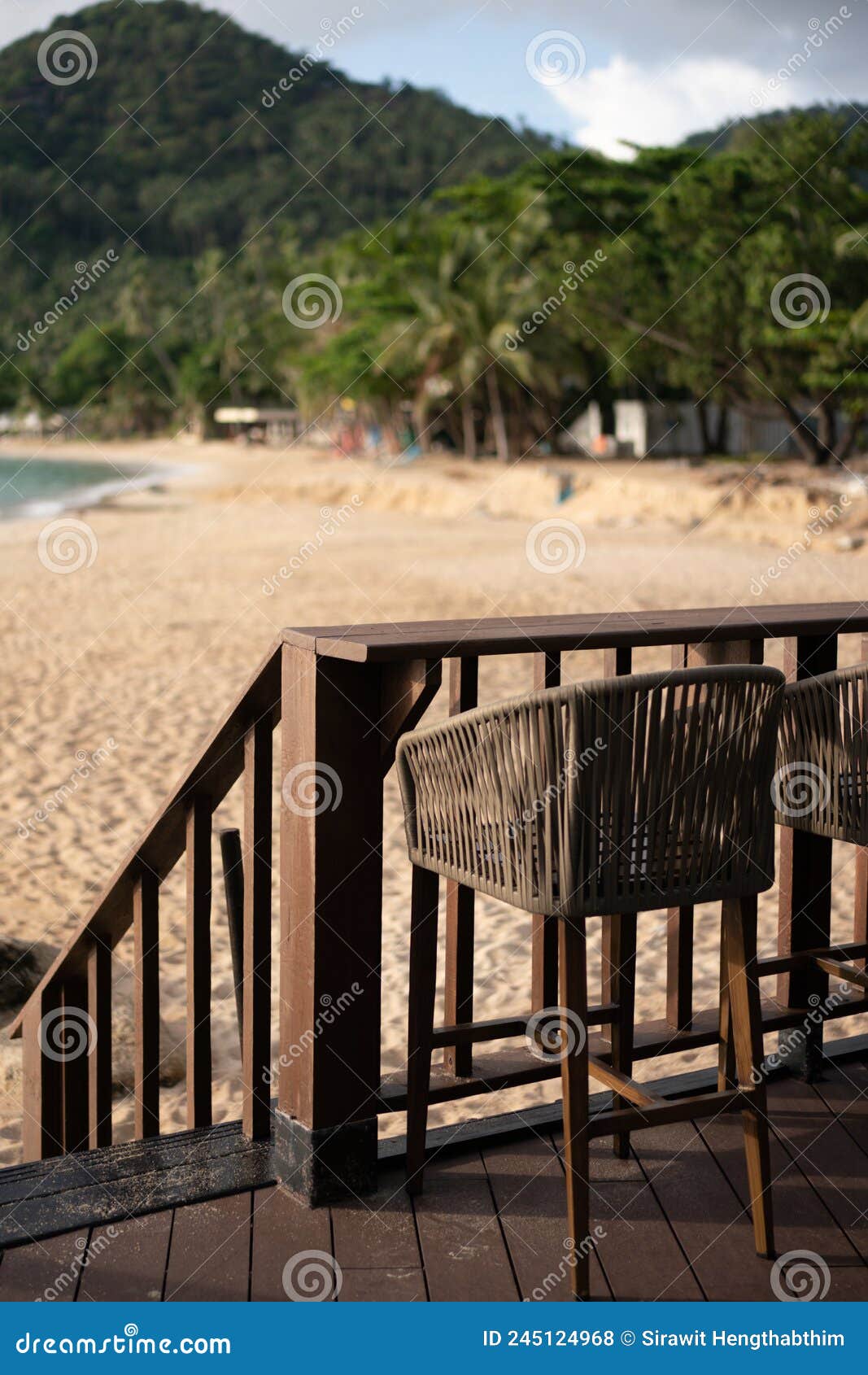 Wooden Tables and Beach Bar, Cafe Next To the Beach Stock Photo - Image ...