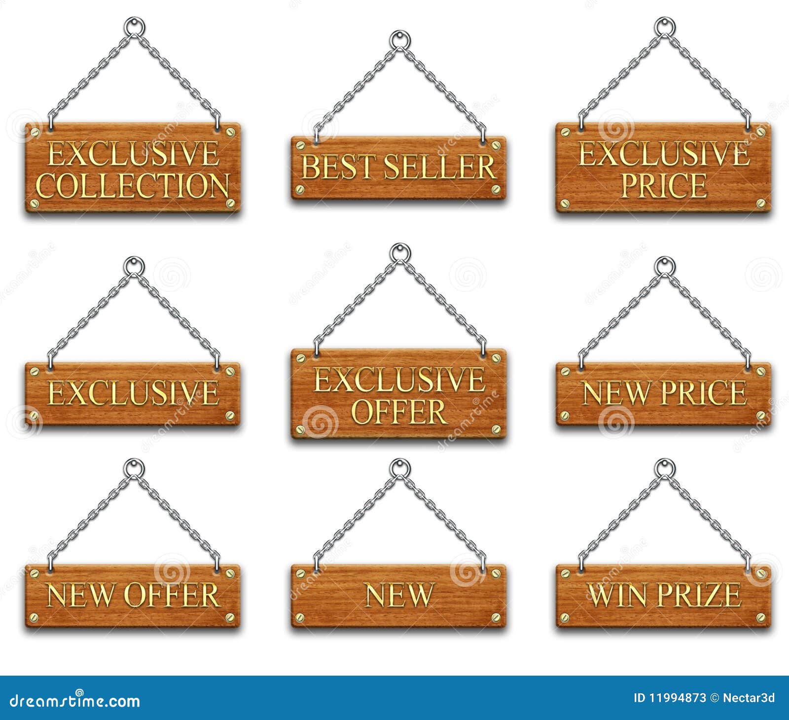 Wooden tag set1 stock illustration. Illustration of chain - 11994873