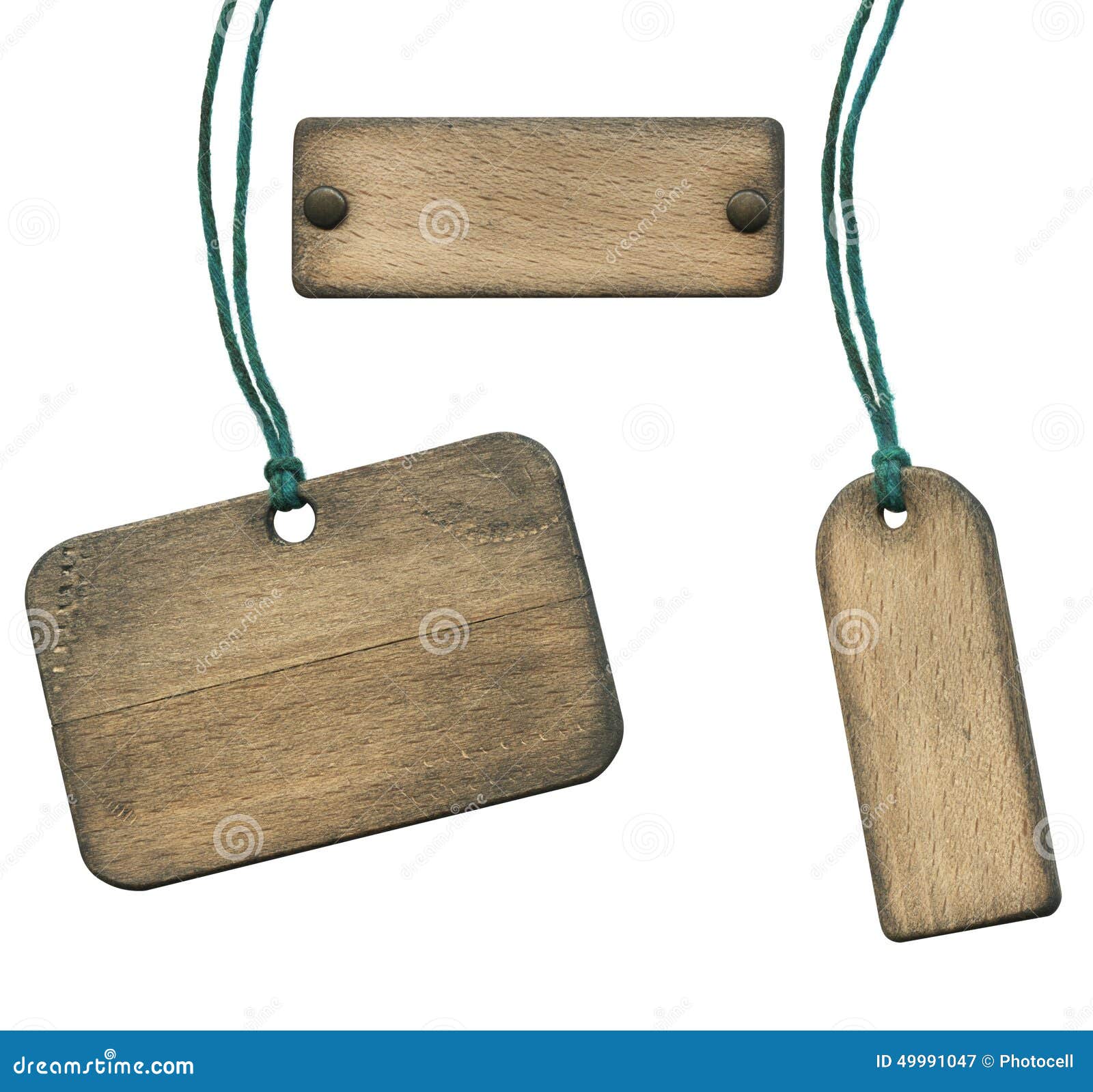 Wooden tag stock image. Image of textile, thread, isolated - 49991047