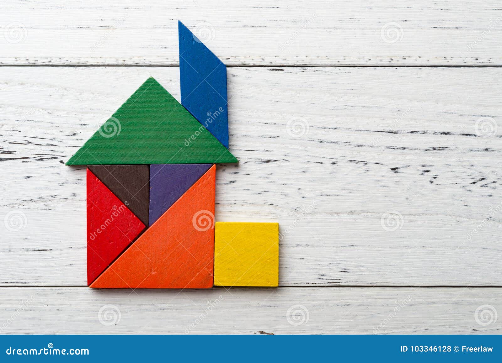 Wooden Tangram in House Shape Stock Photo - Image of creative ...