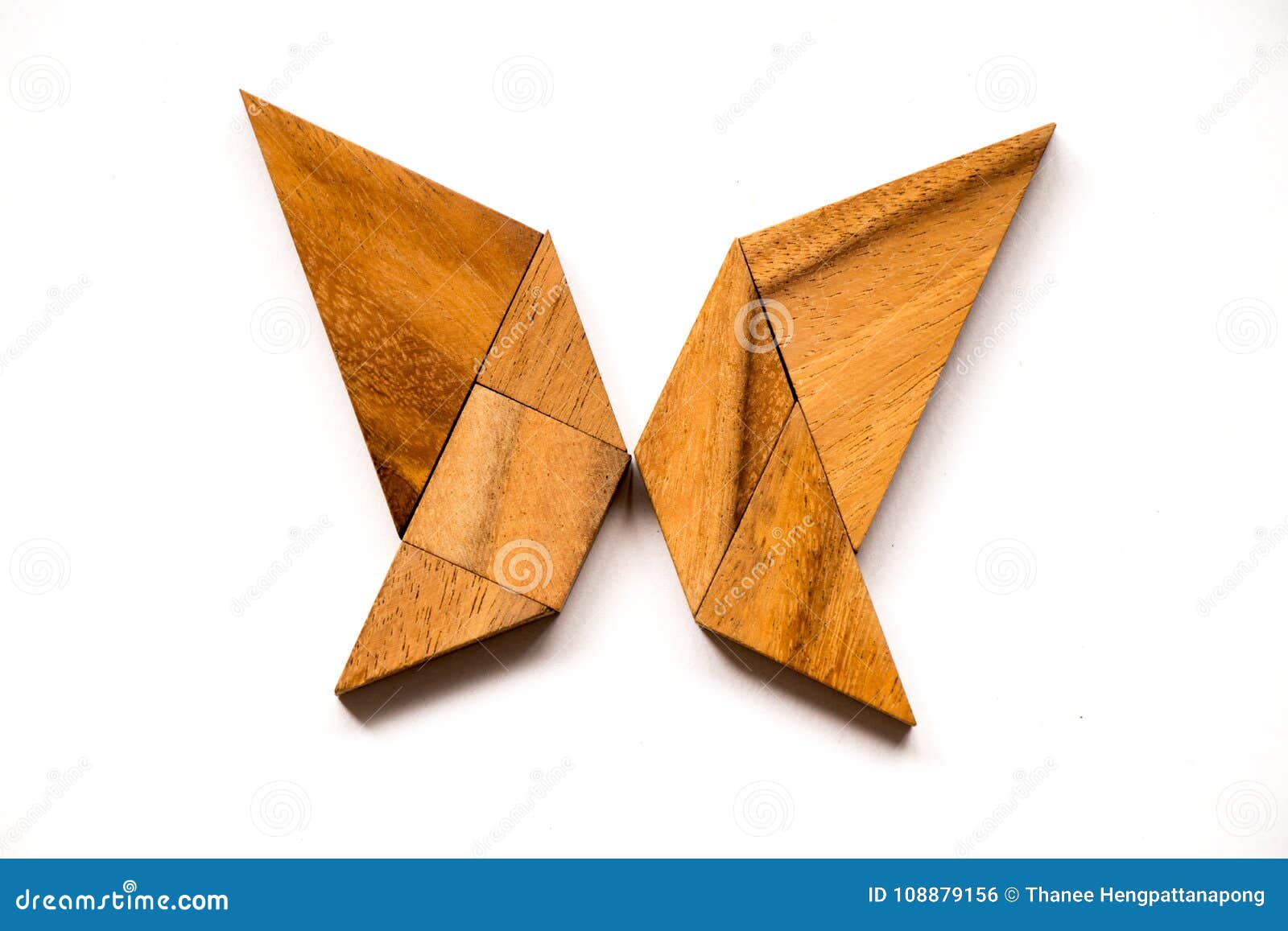 Wooden Tangram Puzzle in Butterfly Shape Stock Photo - Image of ...