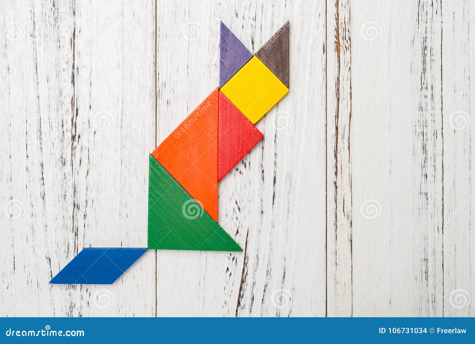 Wooden Tangram Shaped Like Fox Stock Photo - Image of connect, develop ...