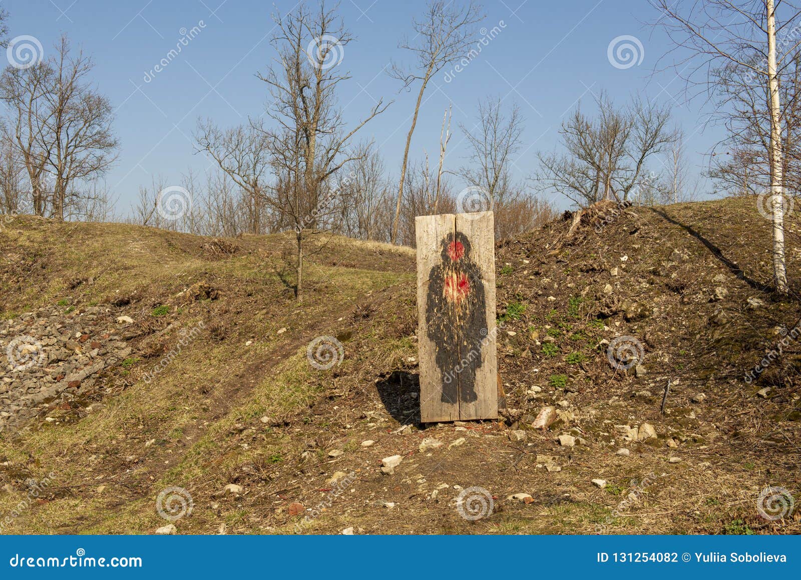 Wooden Target for Shooting Outdoors Stock Photo - Image of bullet ...