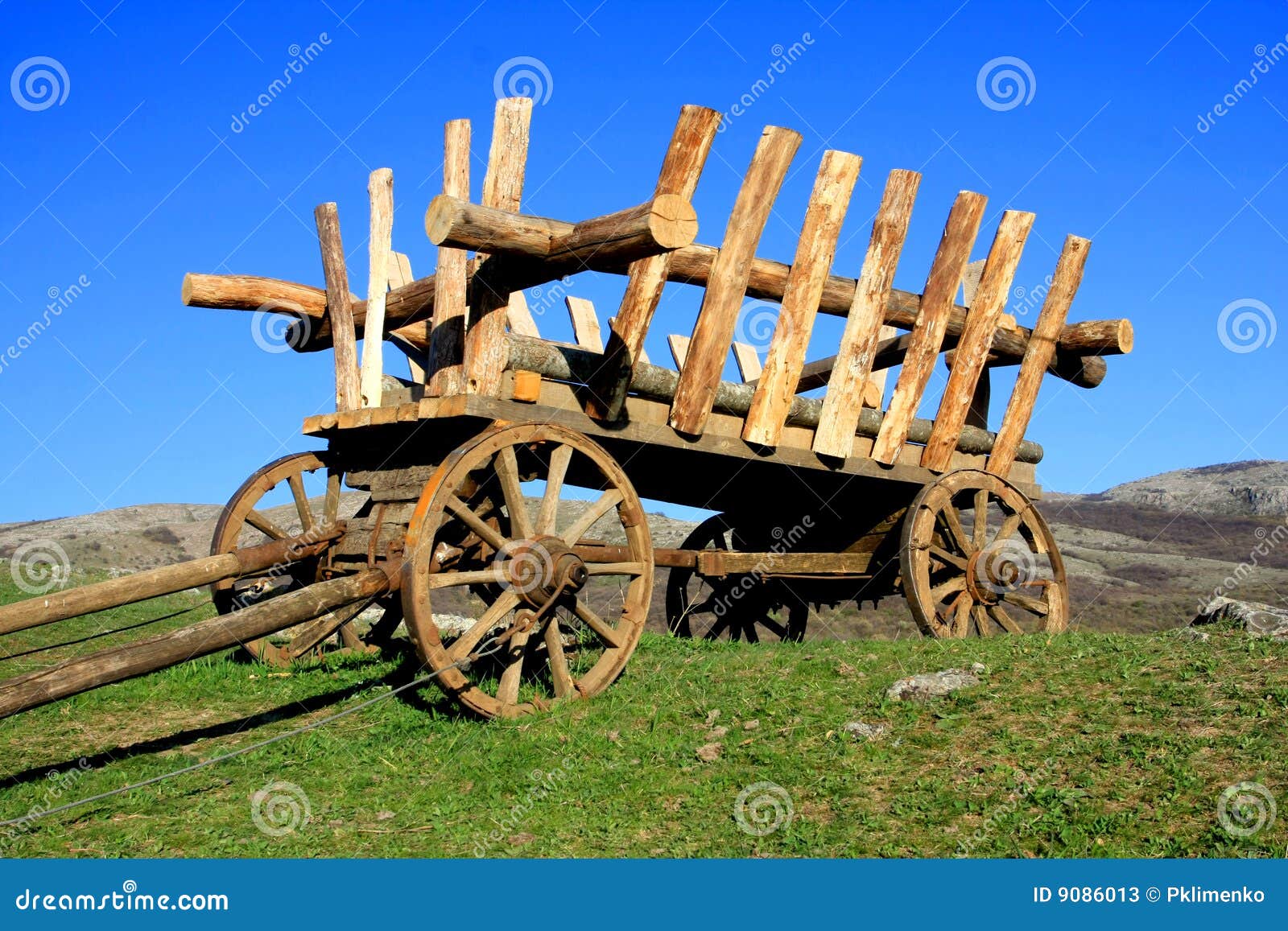 Wooden telega stock image. Image of obsolete, object, green - 9086013