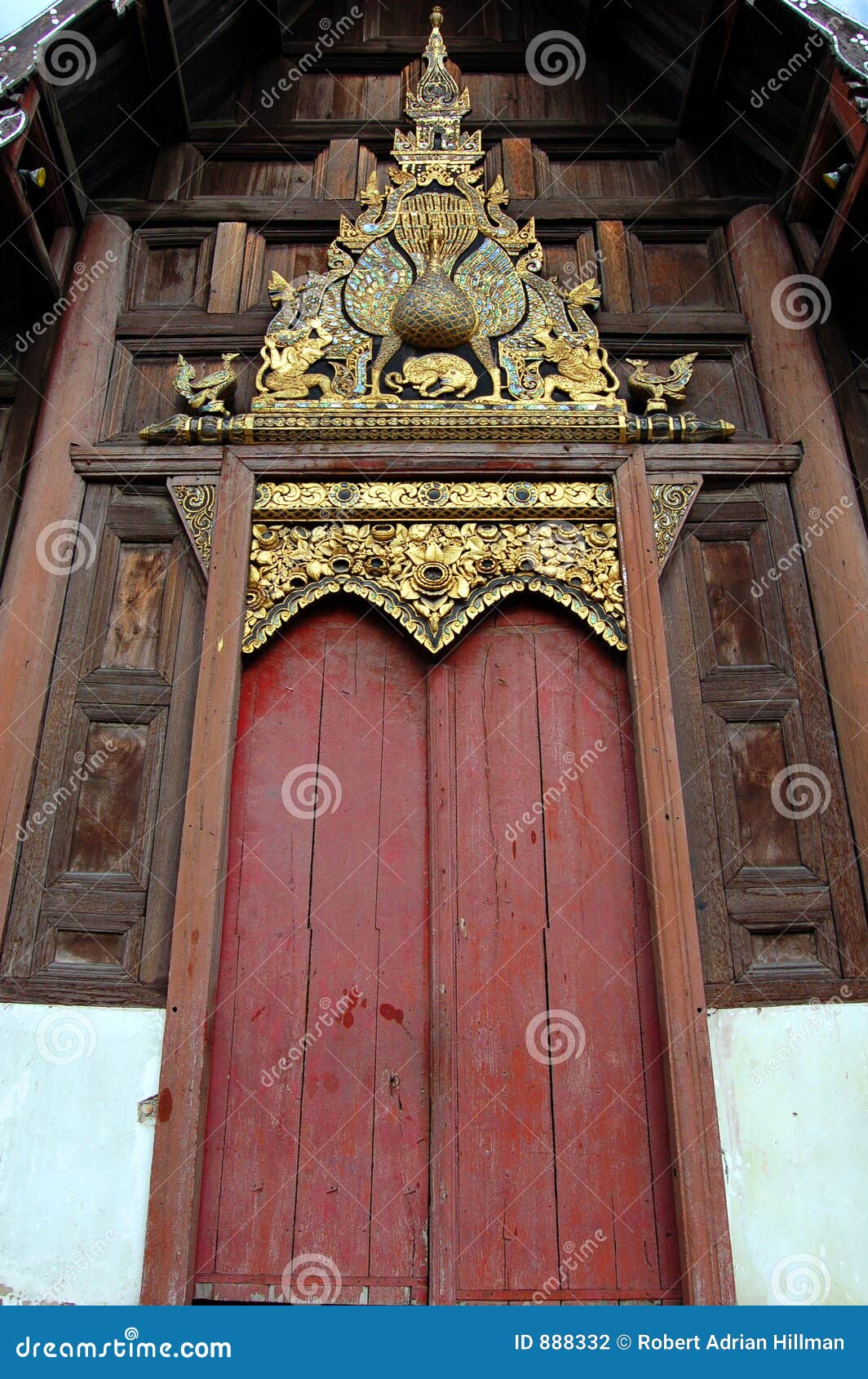 Wooden temple door stock photo. Image of ancient, buddhism - 888332