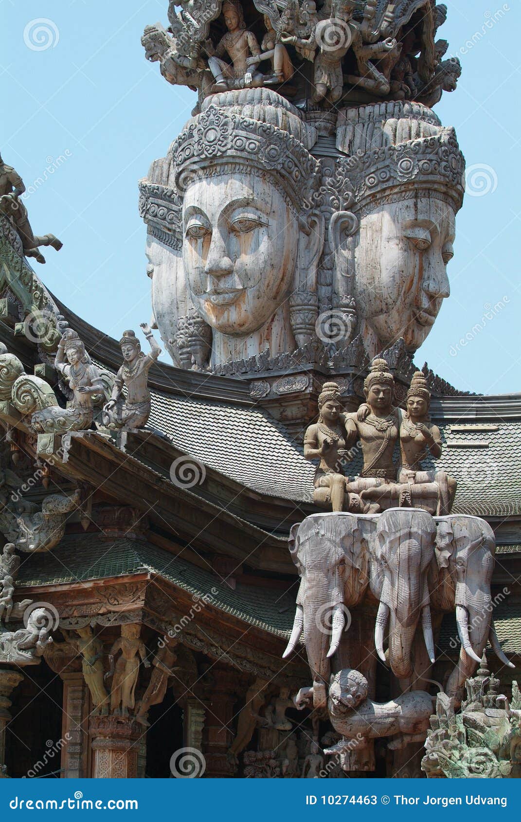 Wooden Temple in Pattaya, Thailand Stock Image - Image of head ...