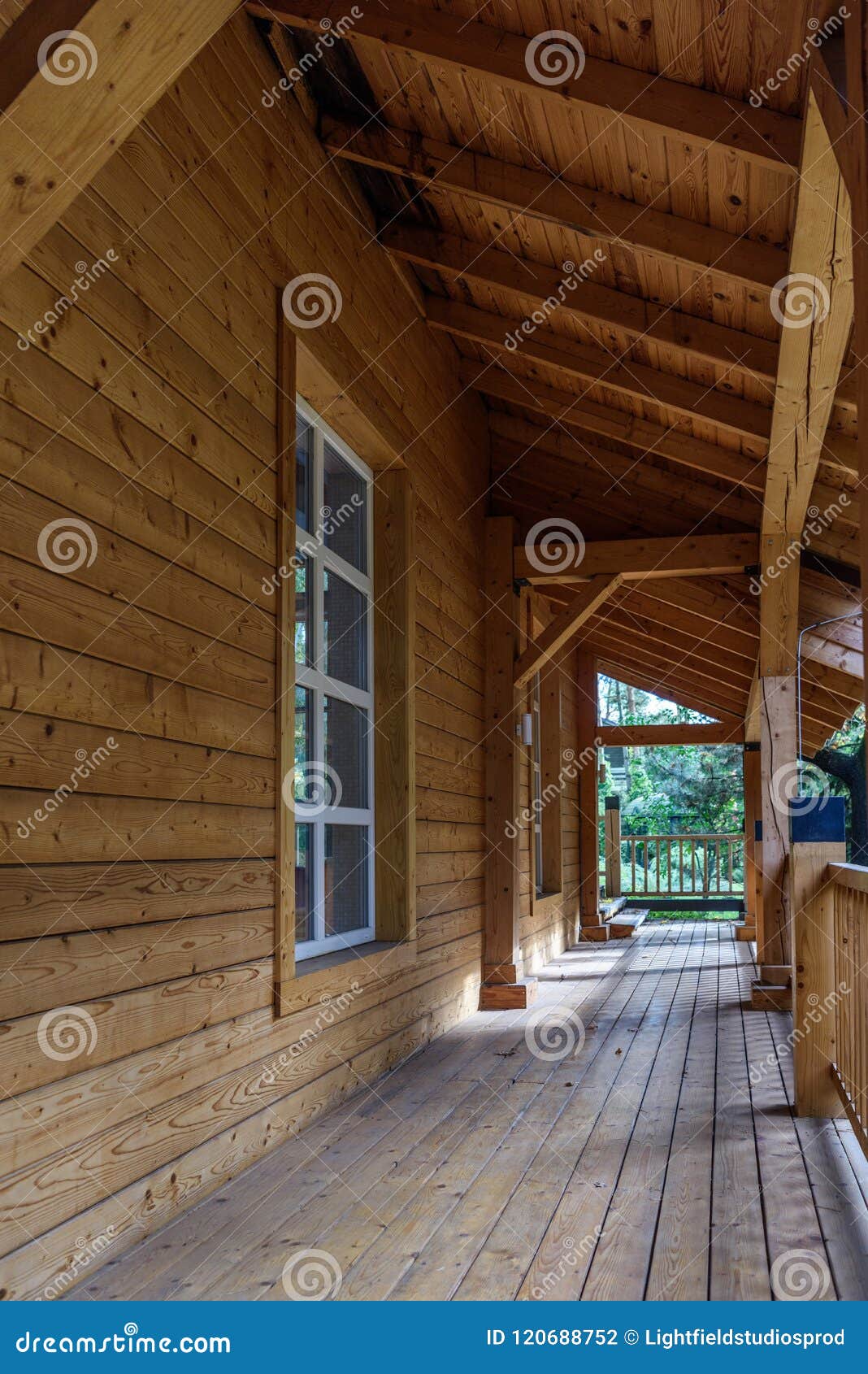 Wooden terrace in modern stock photo. Image of luxury - 120688752