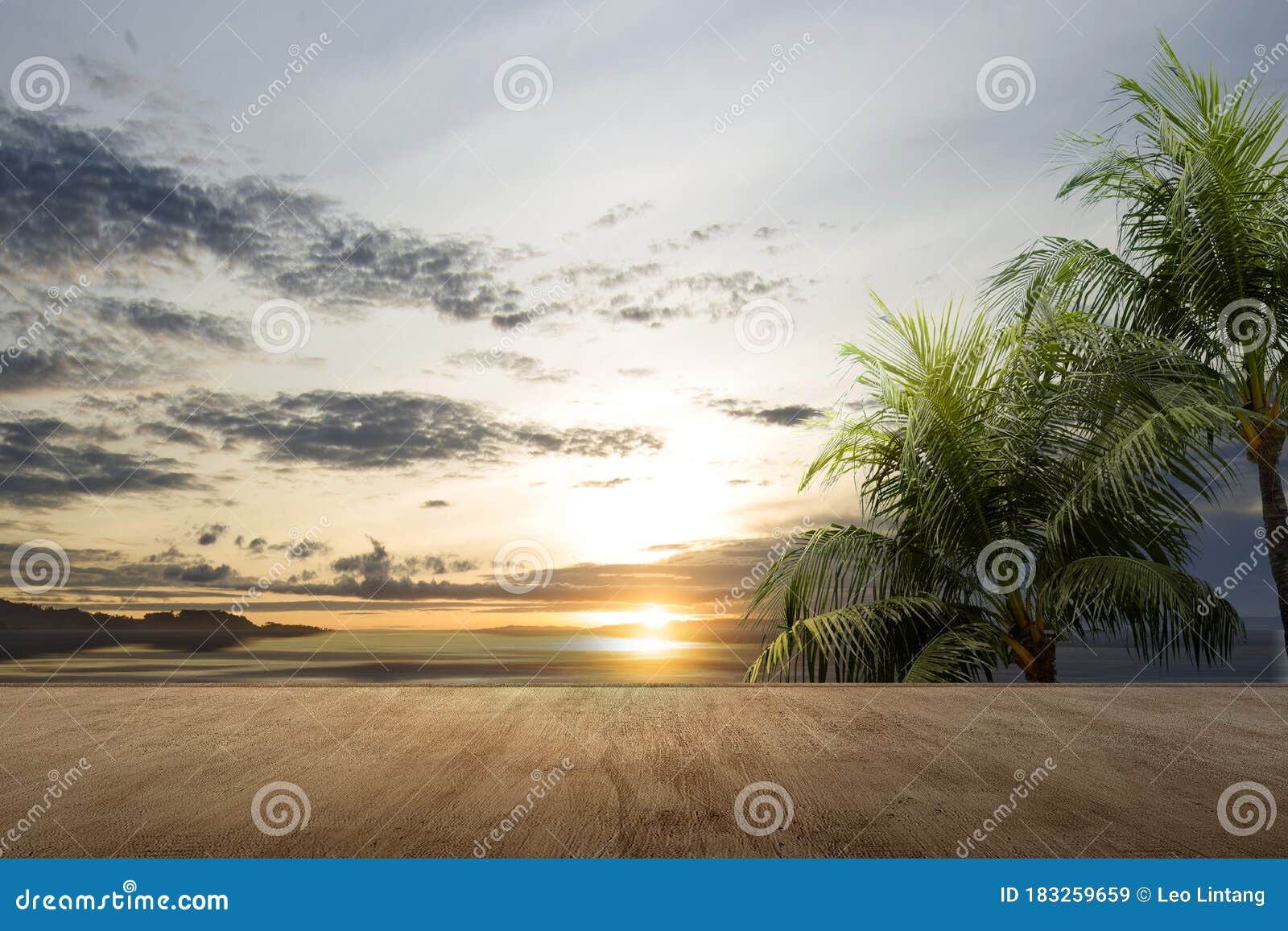 Wooden Terrace with Ocean View Stock Image - Image of calm, terrace ...