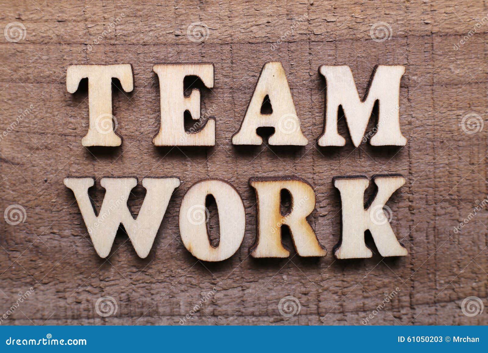 Text Teamwork On Background Hand Coordination Of The Team Represents ...