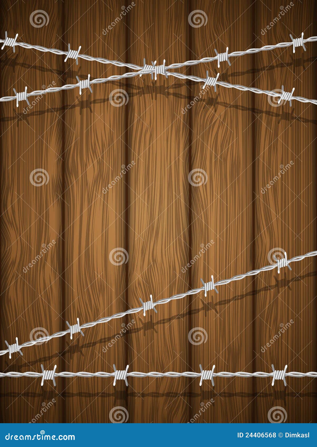 Wooden Texture with Barbed Wire. Stock Vector - Illustration of rough ...