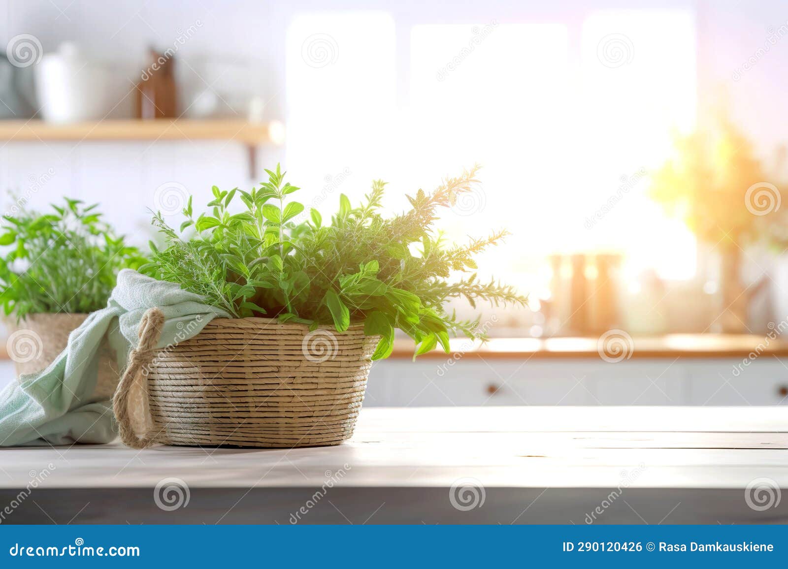 Wooden Texture Table Top On Blurred White Rustic Kitchen Interior ...