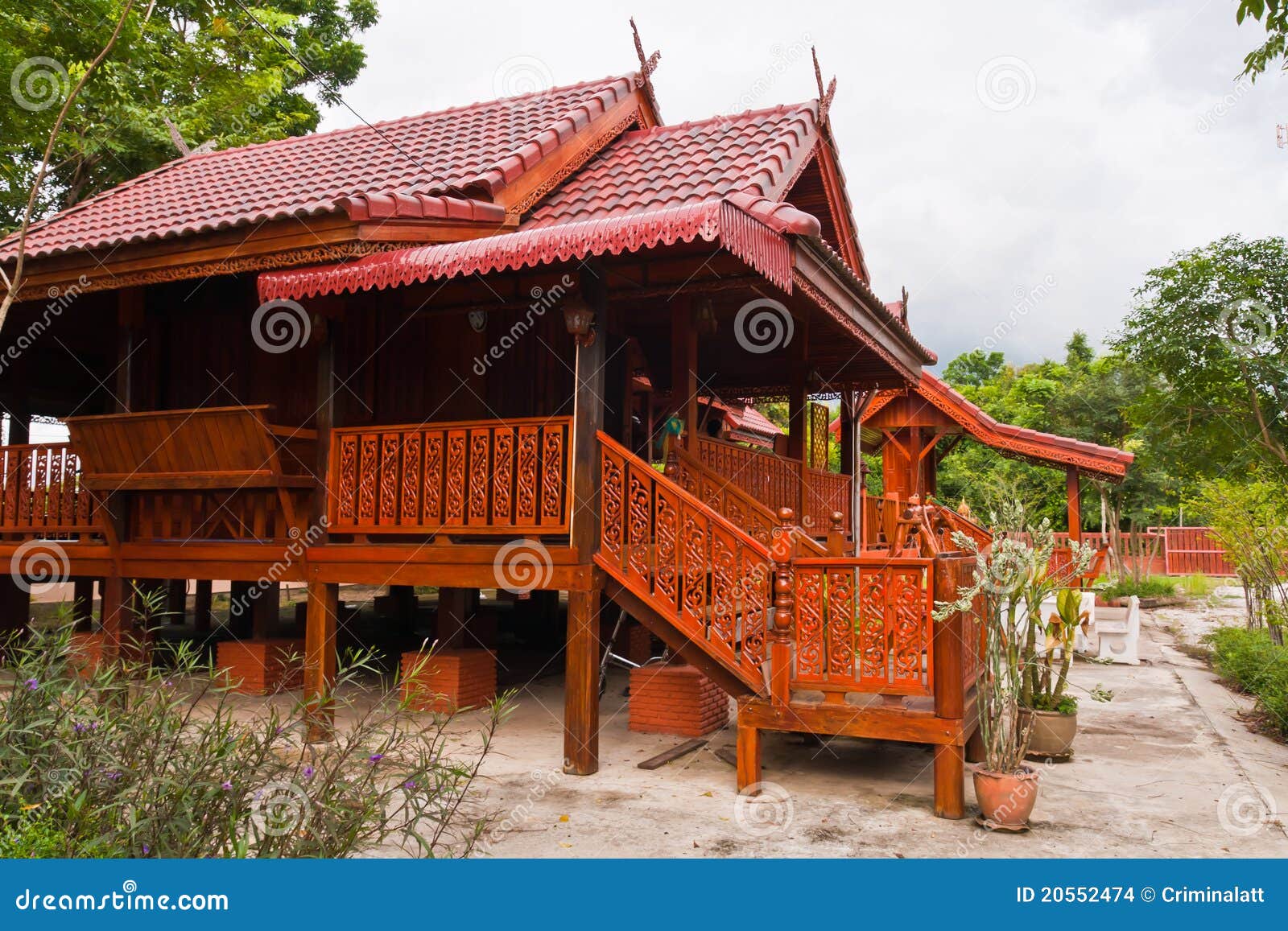 Wooden Thai style house stock photo. Image of outdoor - 20552474