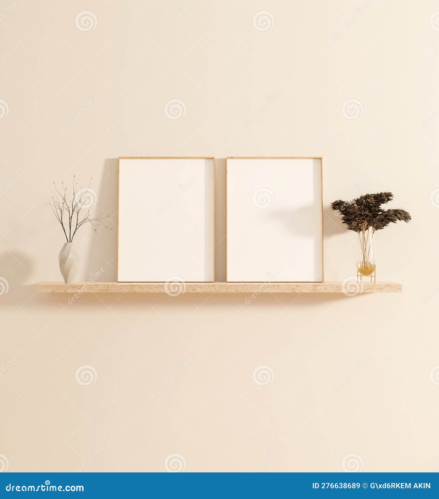 Wooden Thin Framed Binary Set Mockup on the Wall Interior Design ...