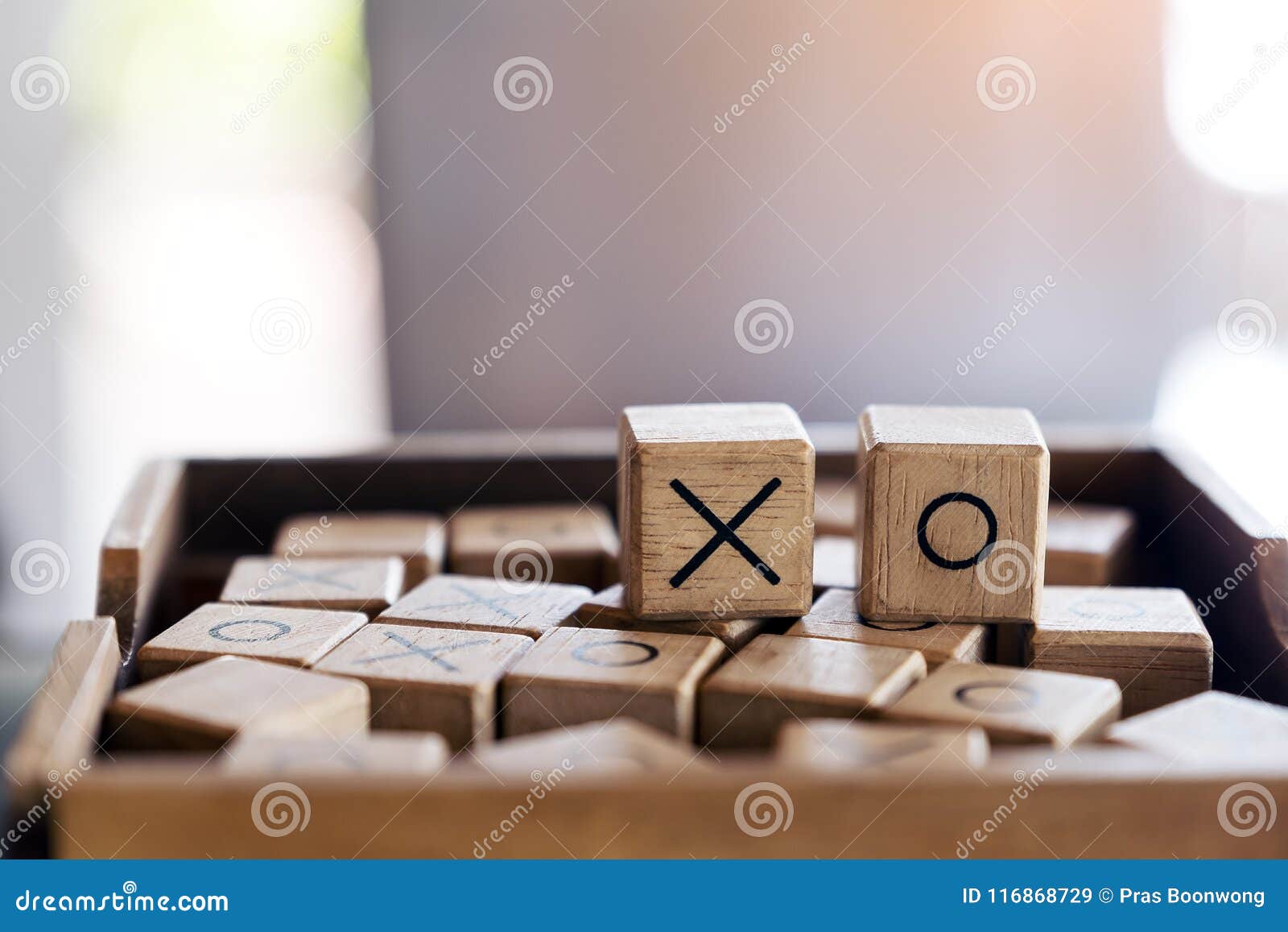 Wooden Tic Tac Toe Game or OX Game in a Box Stock Image - Image of ...