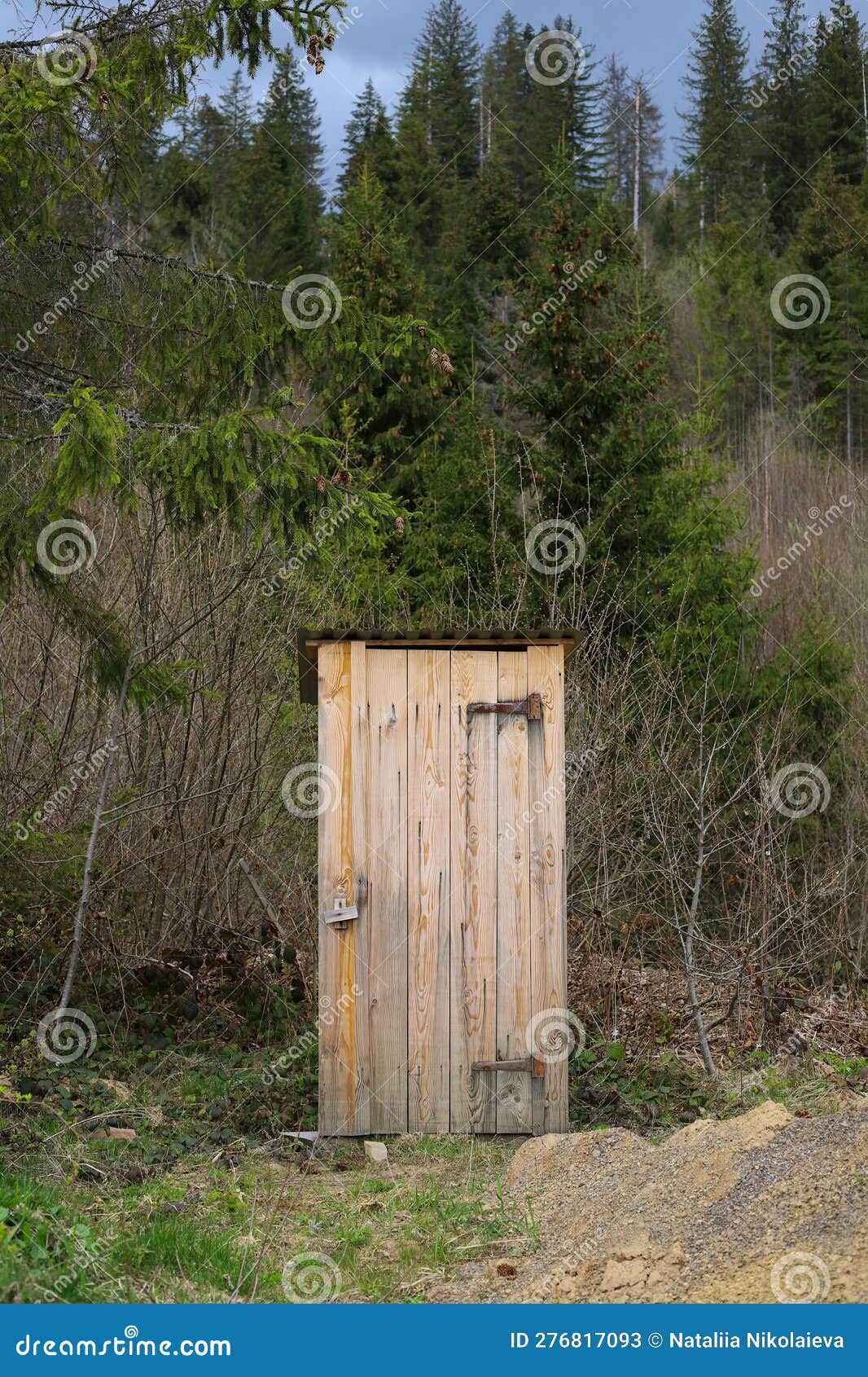 Wooden Toilet in the Middle of the Spring Forest Forest Stock Image ...