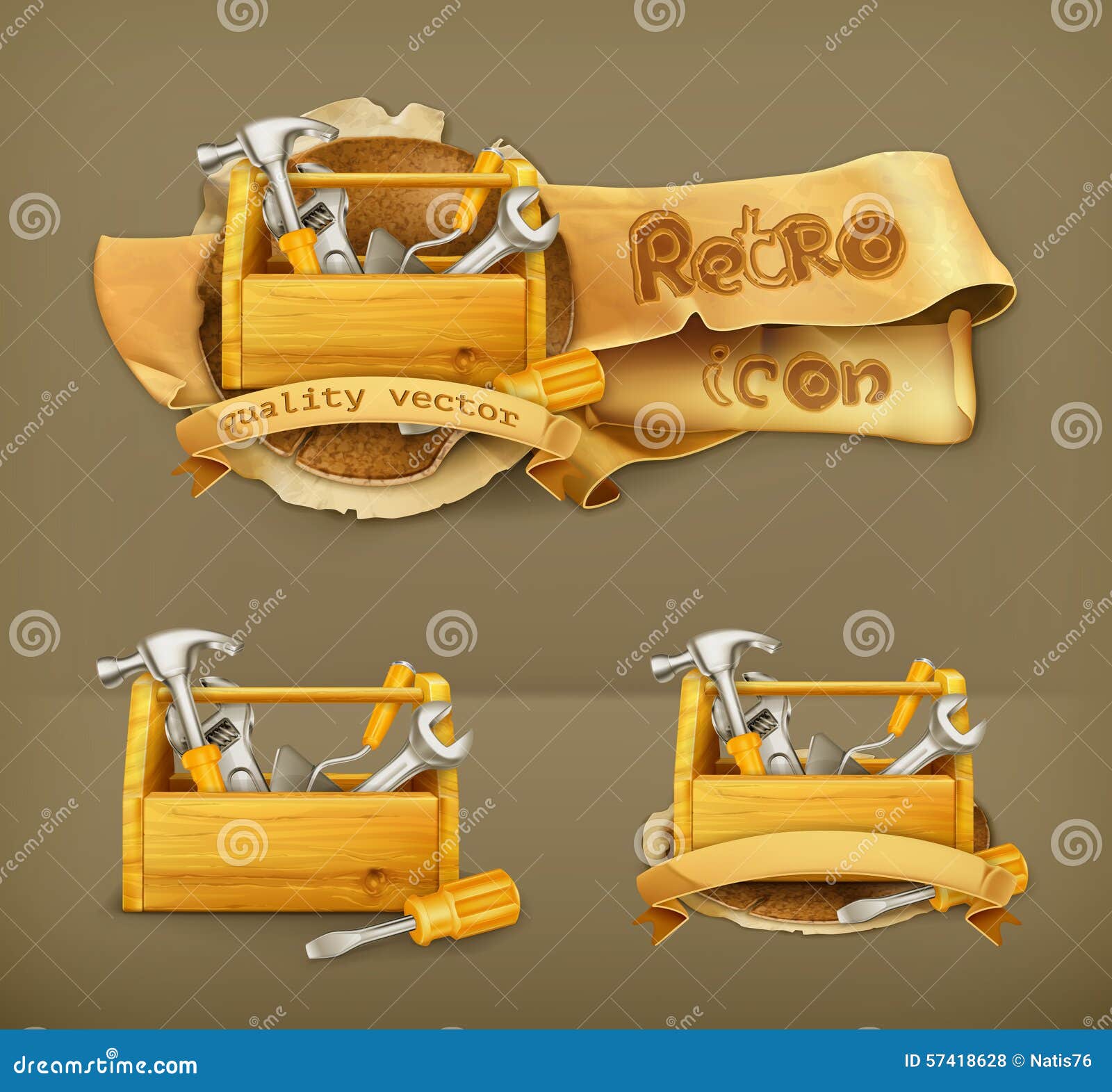 Wooden Toolbox Full Of Repair Or Construction Instrument Vector Flat ...