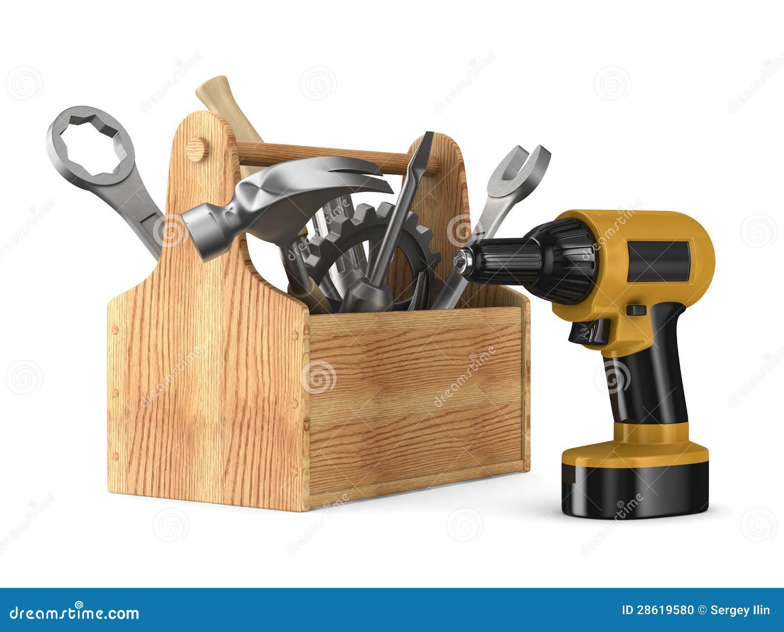 Wooden Toolbox Full Of Repair Or Construction Instrument Vector Flat ...