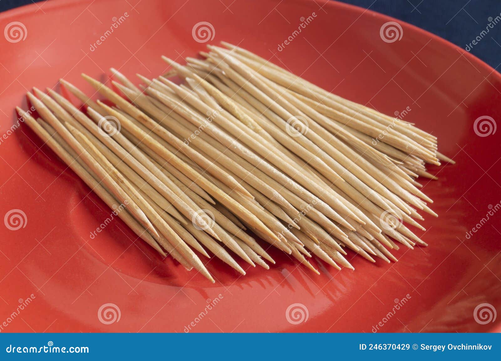 Wooden Toothpicks on a Red Background Stock Image - Image of object ...