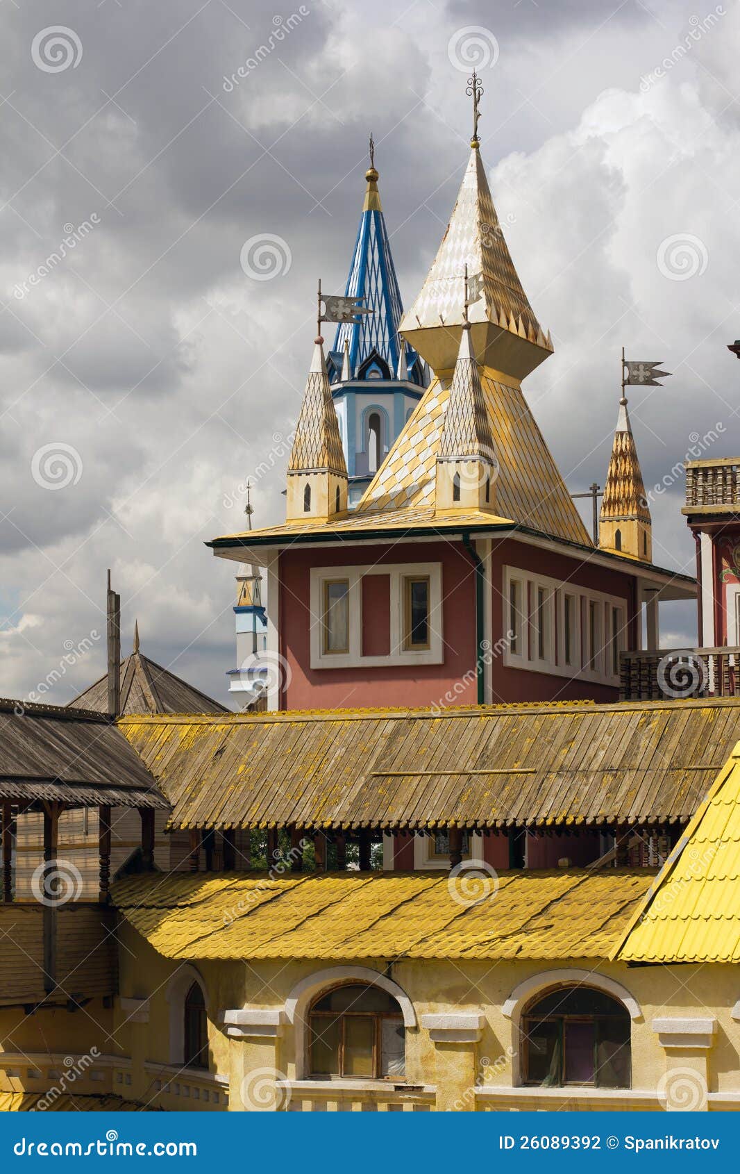The Wooden Tower of the Kremlin Stock Photo - Image of clouds ...