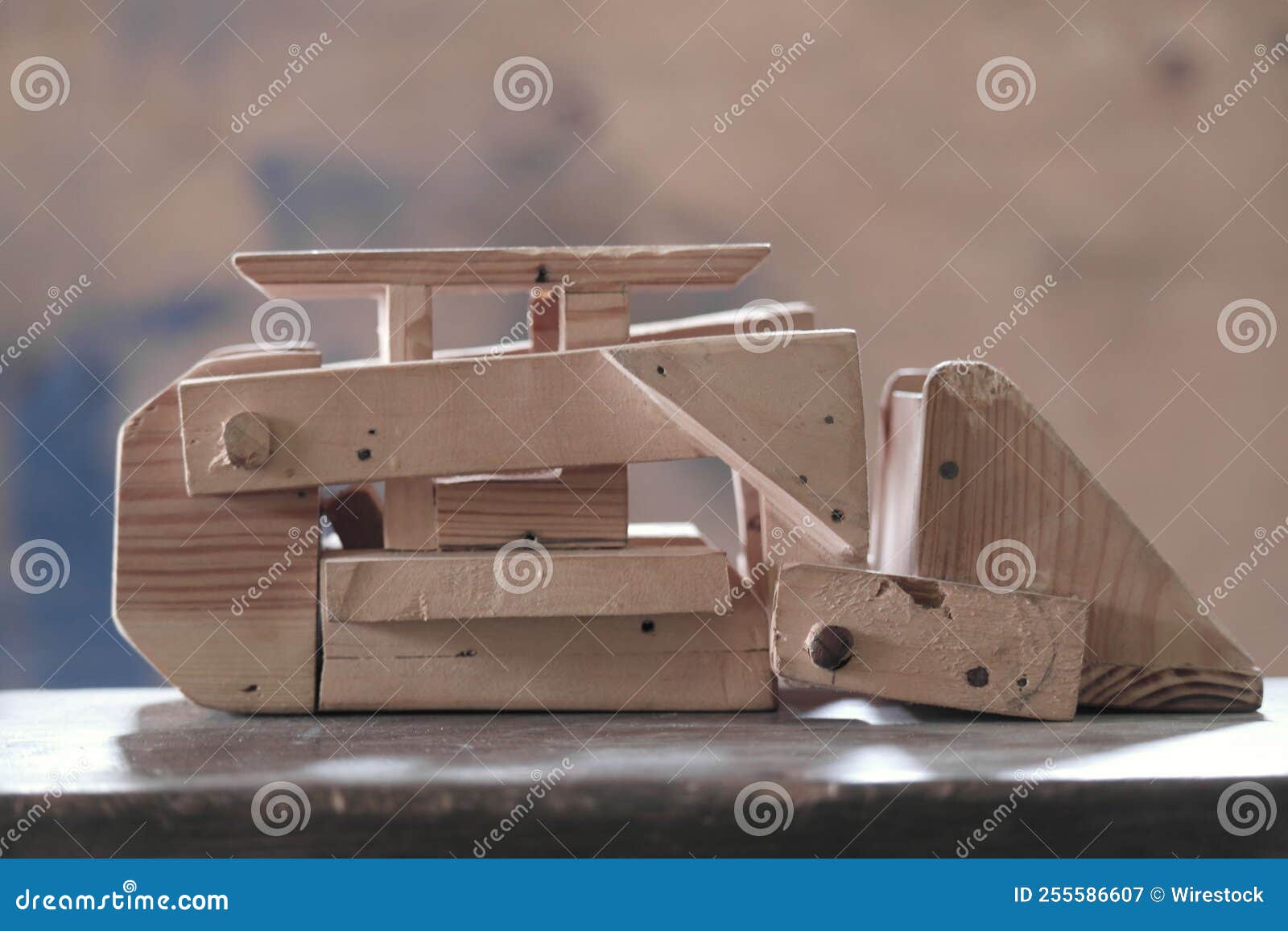 Wooden Toy Backhoe on the Table Stock Image - Image of closeup, space ...
