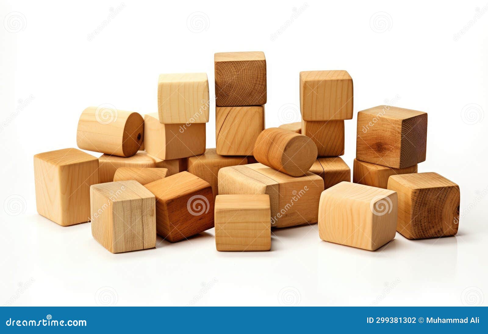 Wooden Toy Blocks on White Background Stock Illustration - Illustration ...