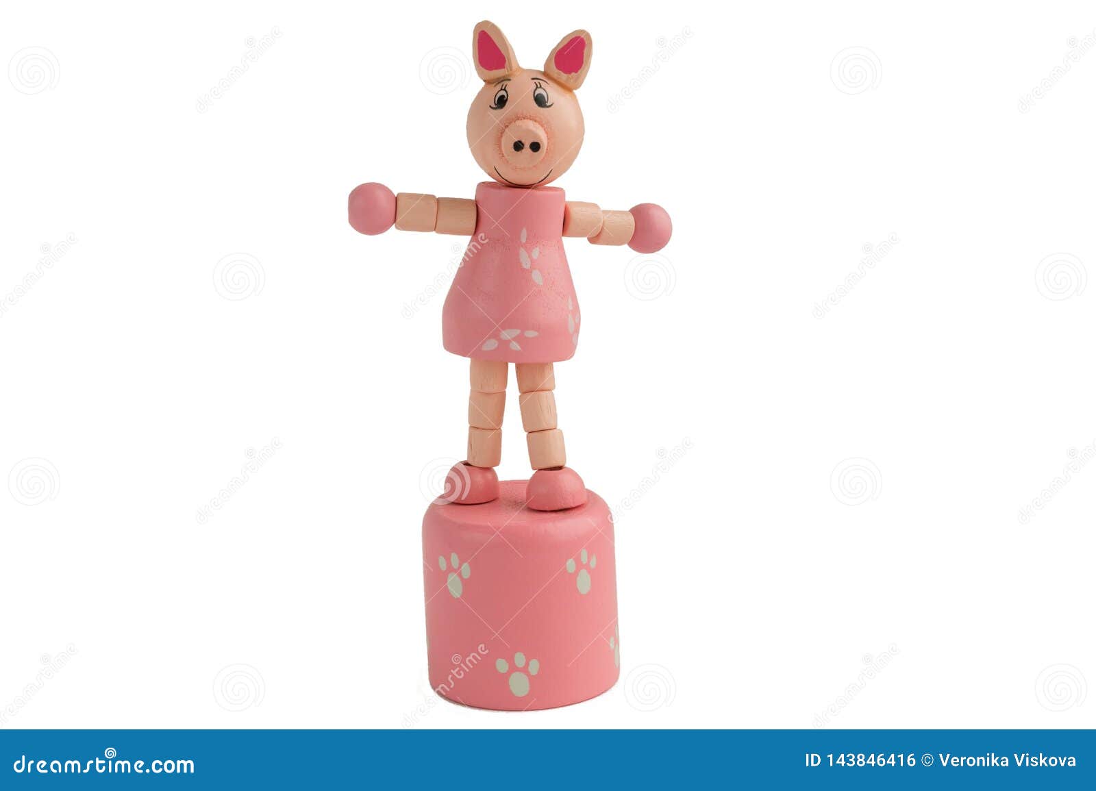 Wooden Toy Pink Pig. Symbol of the Year 2019 Stock Photo - Image of ...