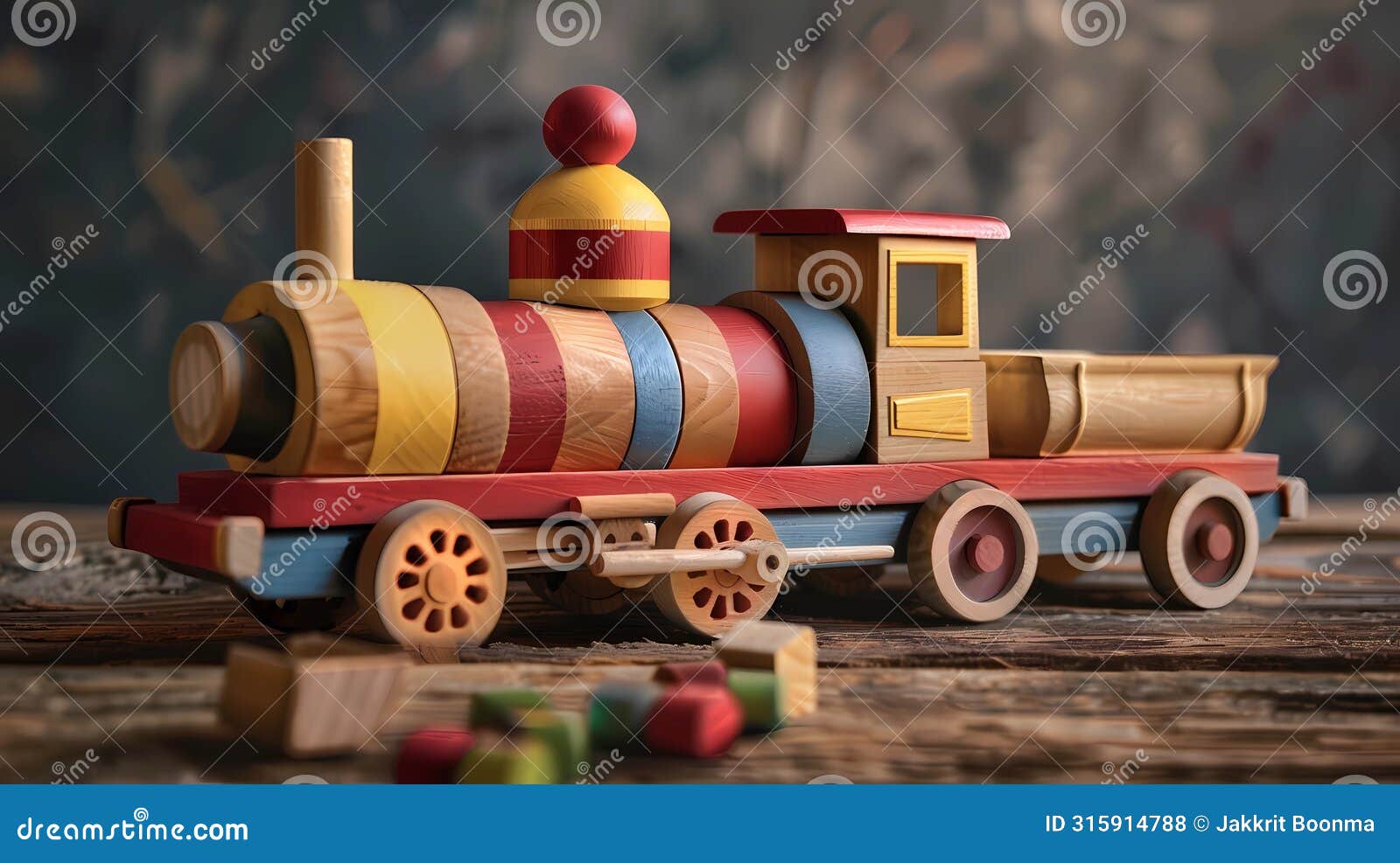 Wooden Toy Train on a Wooden Background, Generative AI Illustrations ...
