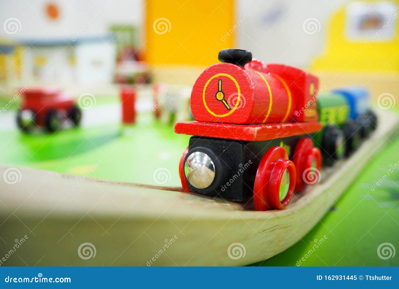 Wooden toy train stock image. Image of kids, activity - 162931445