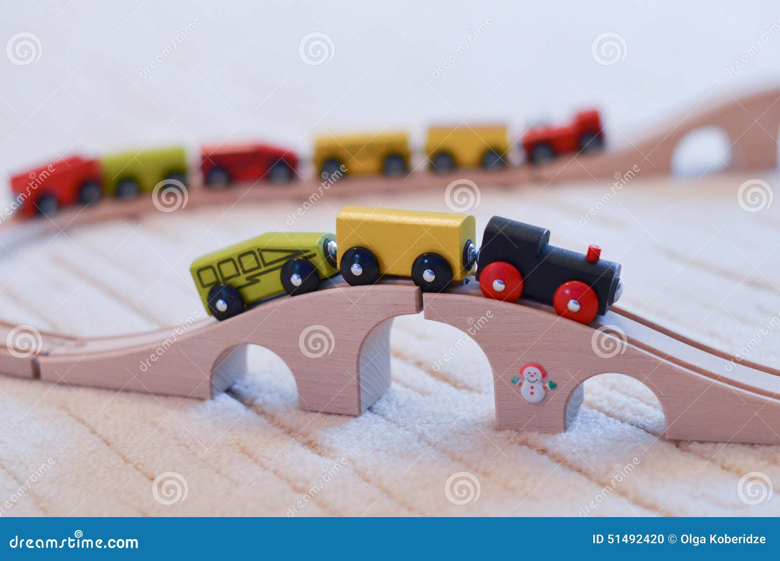 Wooden Toy Train on the Tracks Stock Photo - Image of playing, toddler ...