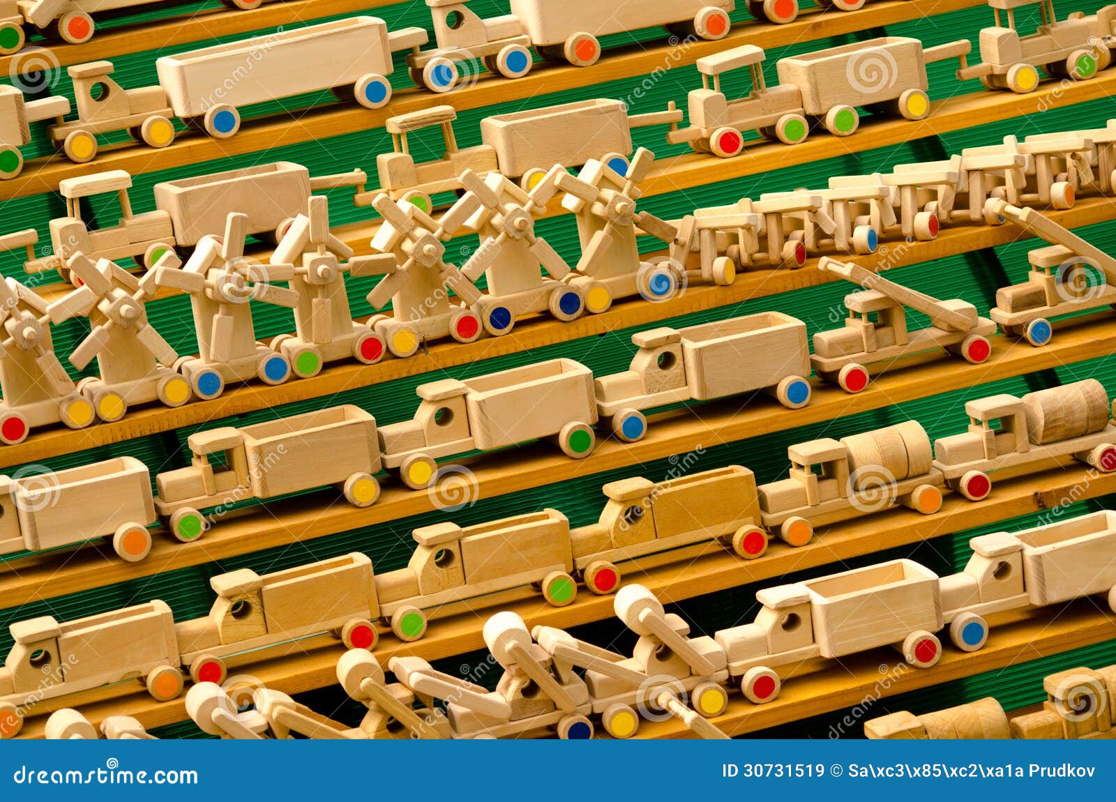 Wooden toys in a rows stock image. Image of wooden, crafted - 30731519