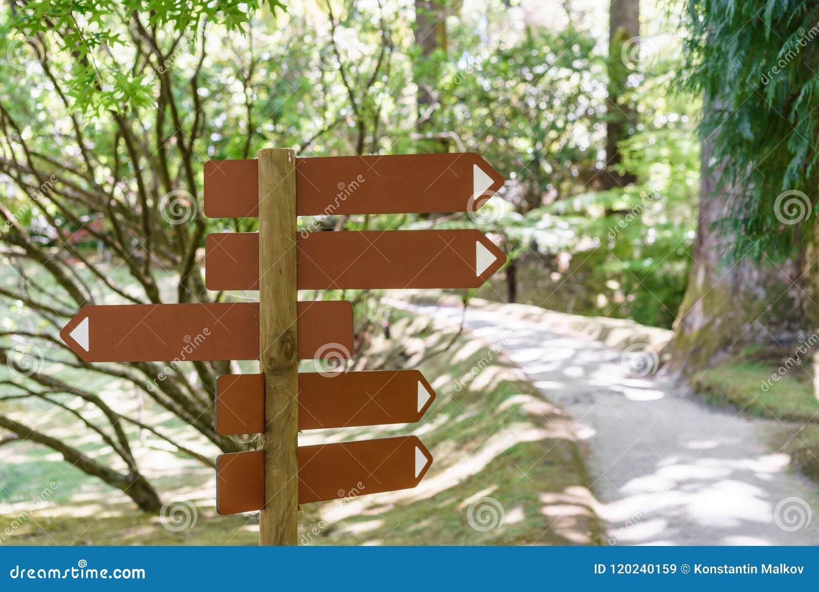 Wooden Track Pointer in the Forests. Pointer on a Path in the Forest ...