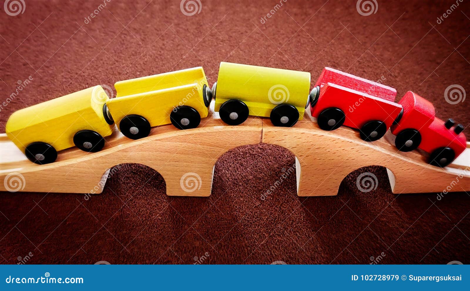 Wooden Train Toy on the Bridge Stock Image - Image of train, bridge ...