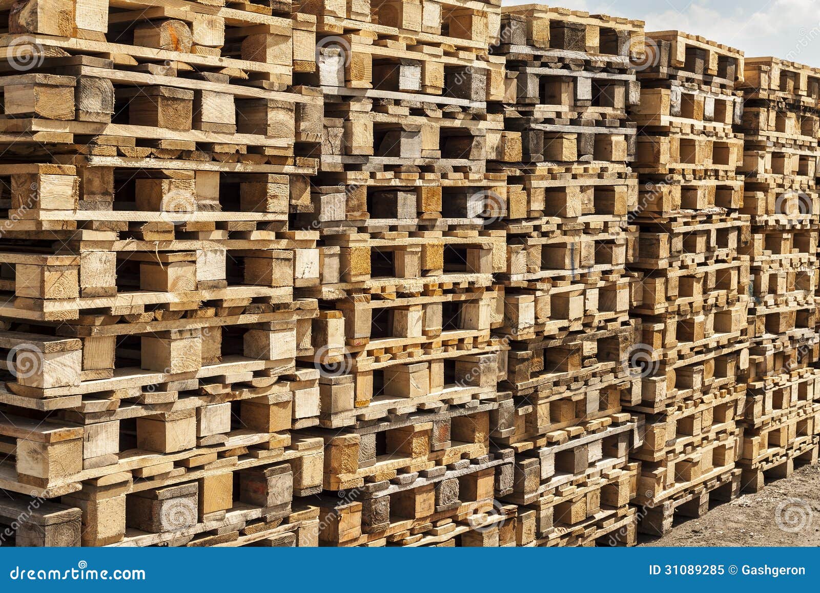 Wooden Transport Pallets in Stacks. Stock Image - Image of ...