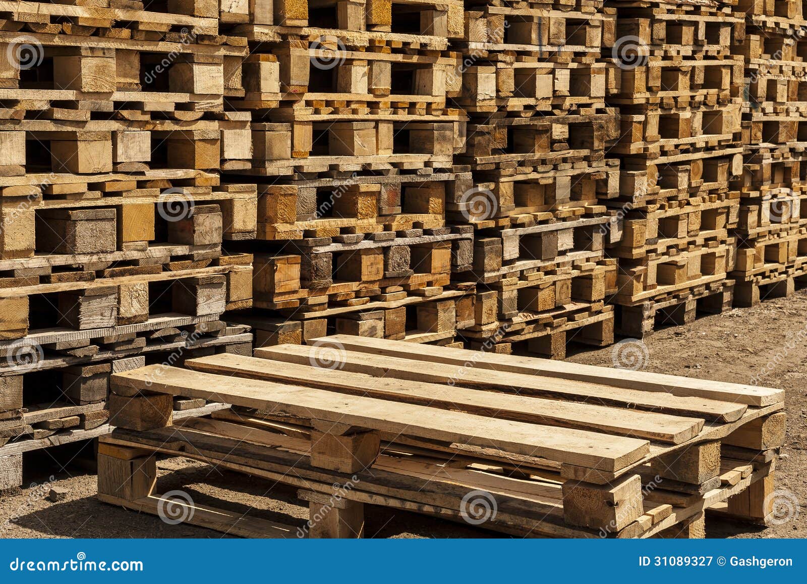 Wooden Transport Pallets in Stacks. Stock Image - Image of wooden ...