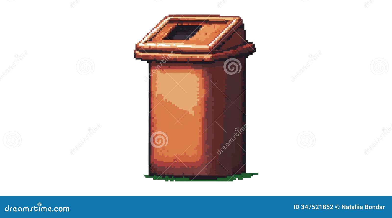 Wooden Trash Bin in Pixel Art Style Isolated on Transparent Background ...
