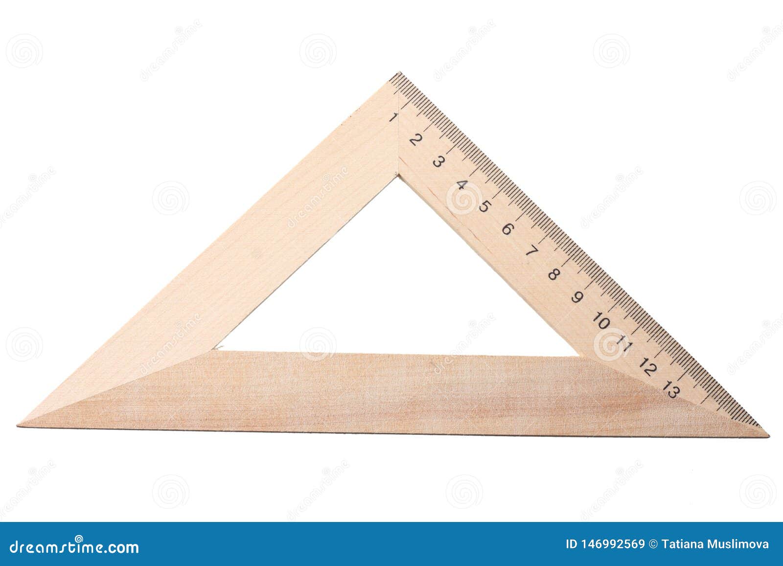Wooden Triangle Ruler Isolated on White Background. Top View Stock ...