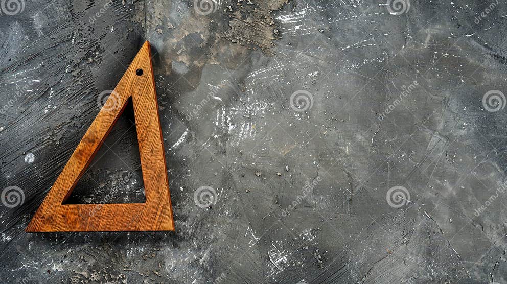 Wooden Triangle Ruler on Gray Concrete Surface Stock Photo - Image of ...