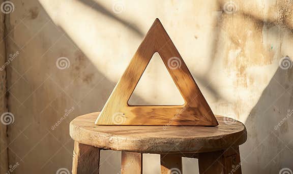 Wooden Triangular Frame Casting Shadows on Rustic Background ...