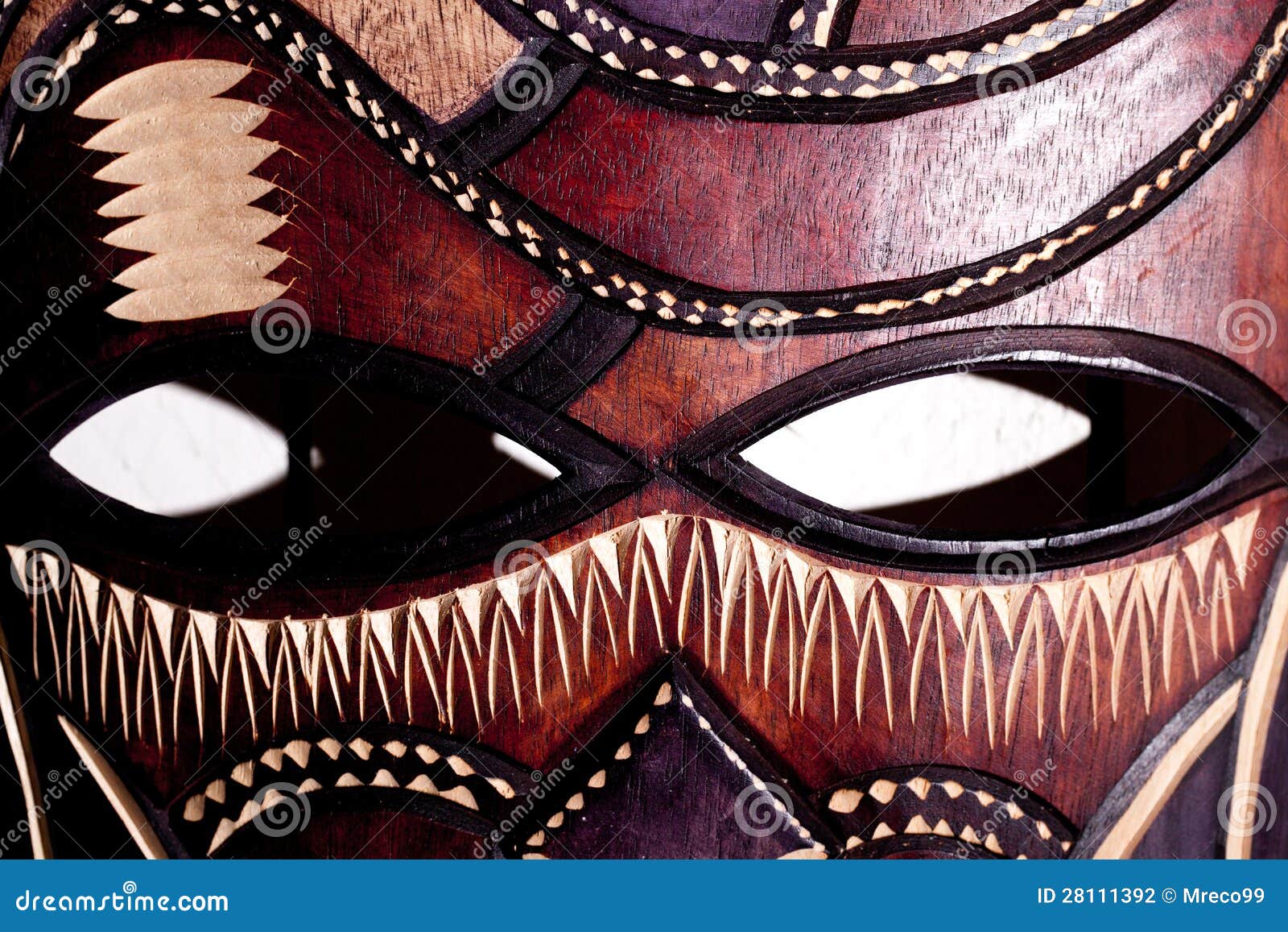 Wooden Tribal Mask Close Up Stock Photo - Image of religious, creepy ...
