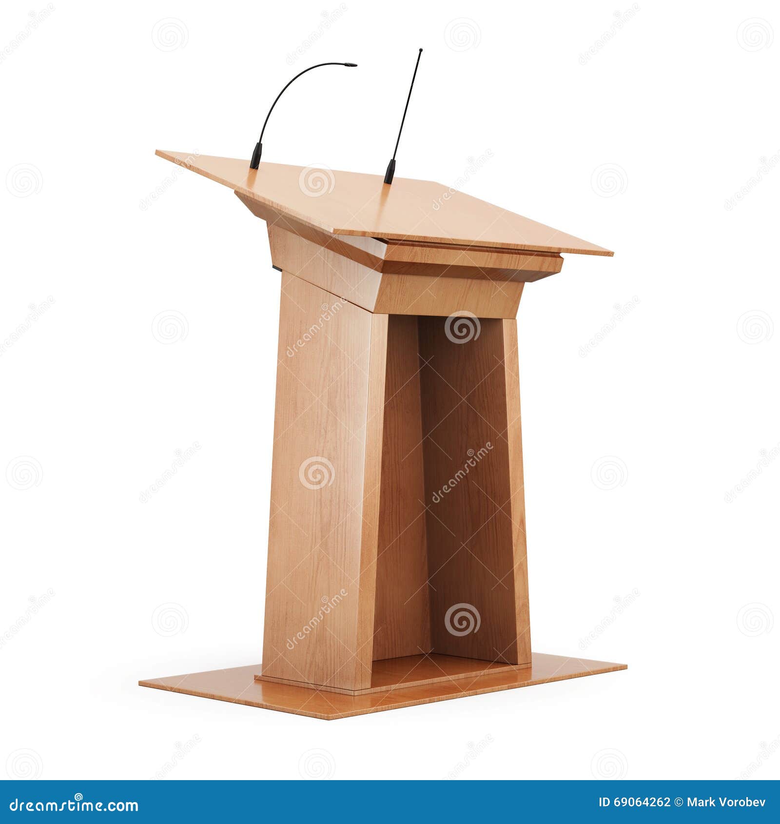 Wooden Tribune on White Background. 3d Render Image Stock Illustration ...