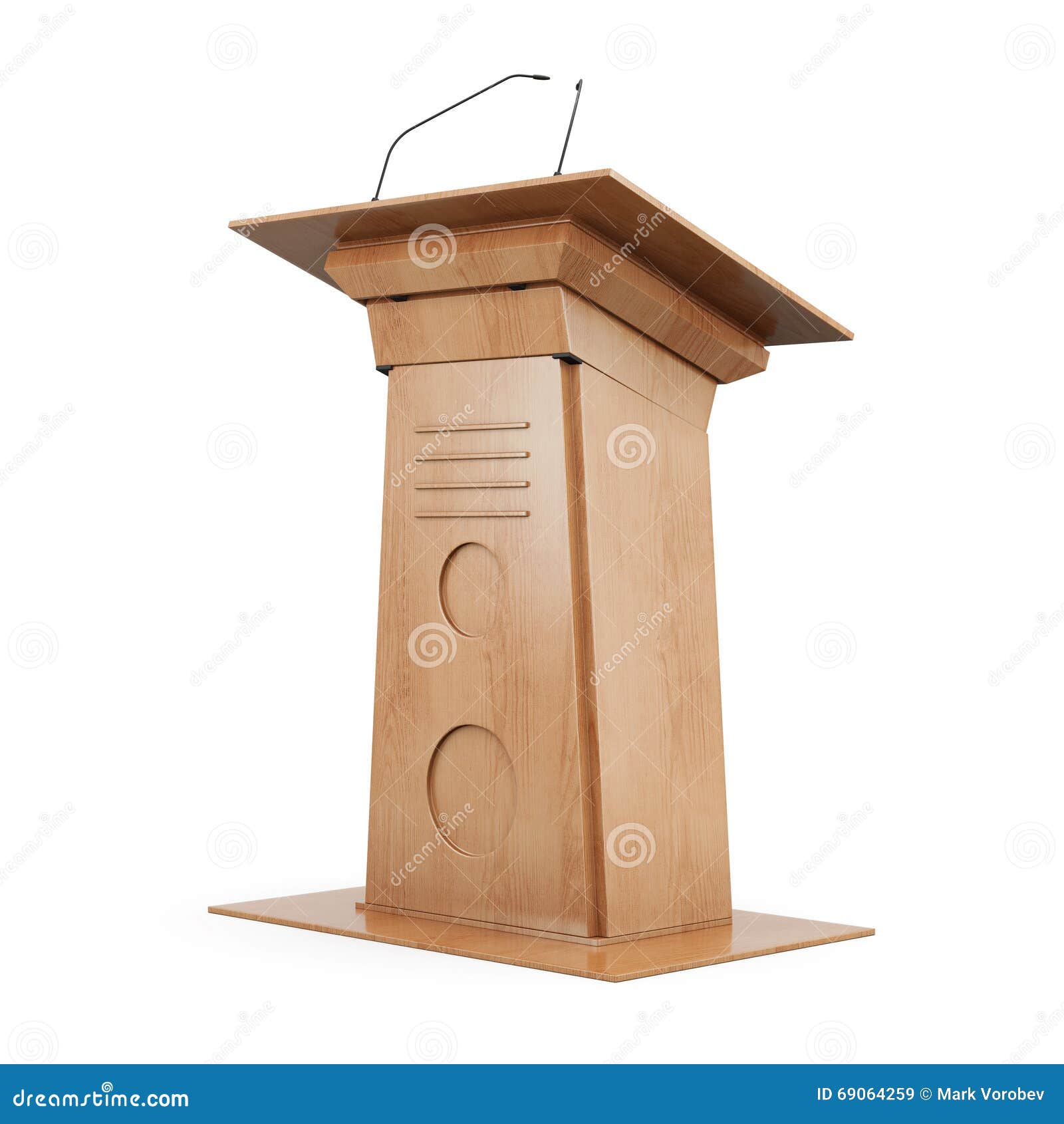 Wooden Tribune Stand Rostrum With Microphones On White Background ...