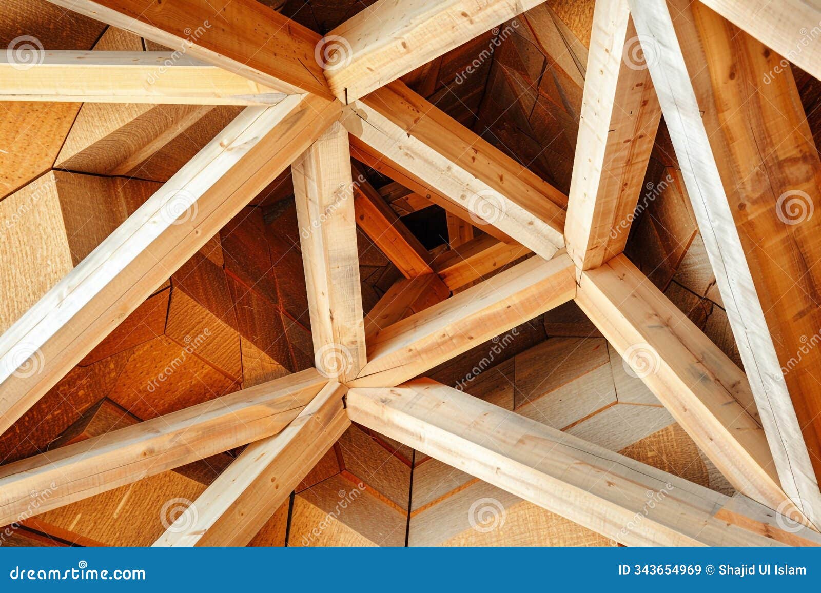 Wooden Truss Structure With Beams, Roof. Palladian Truss Style ...