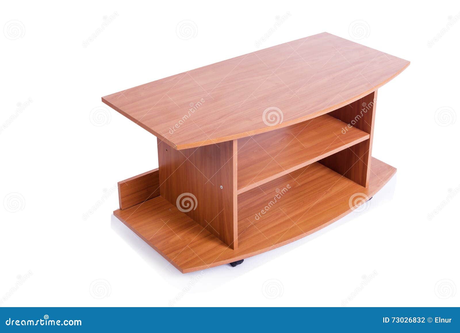 The Wooden Tv Stand Isolated on White Background Stock Photo - Image of ...