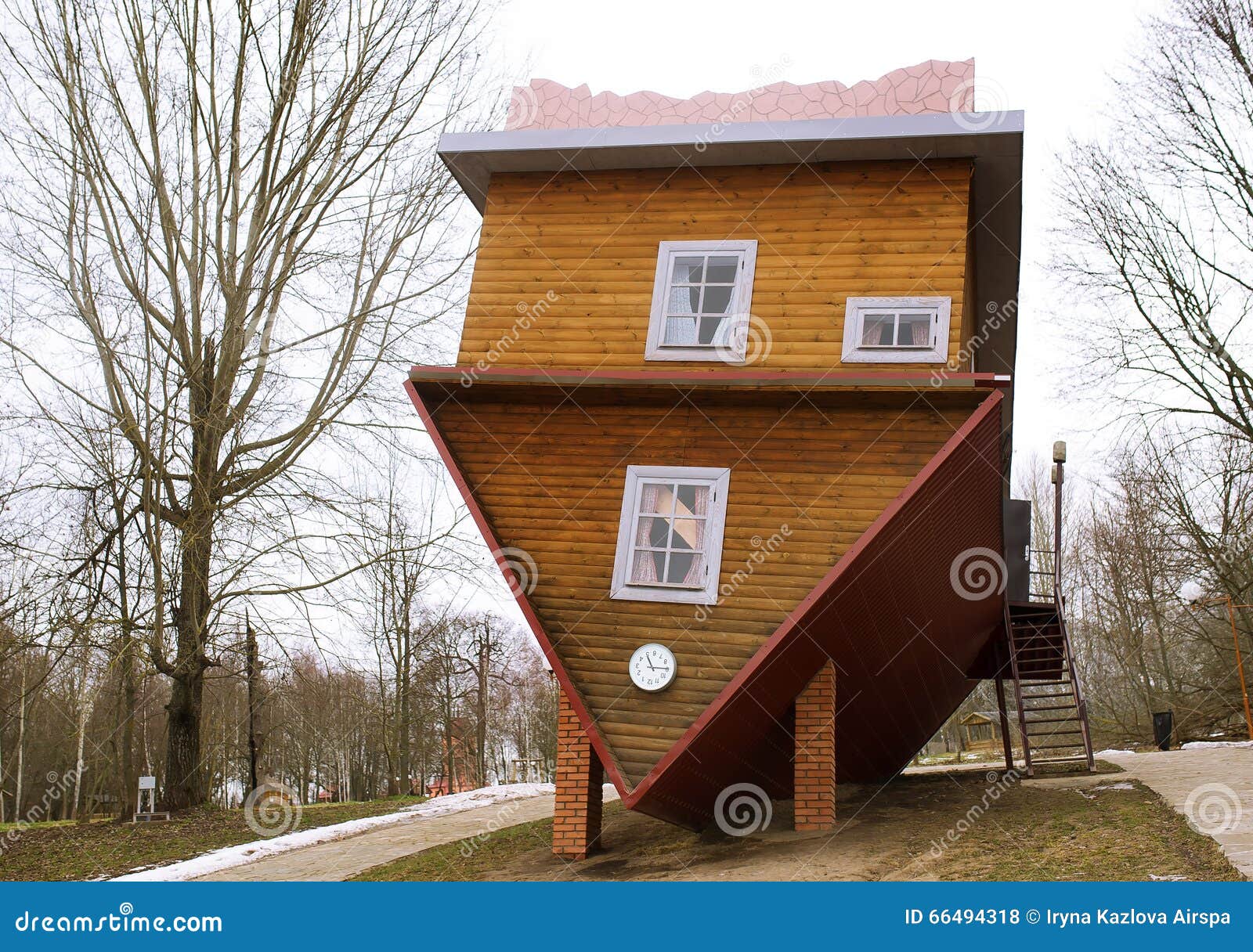 Wooden upside-down house editorial stock photo. Image of building ...