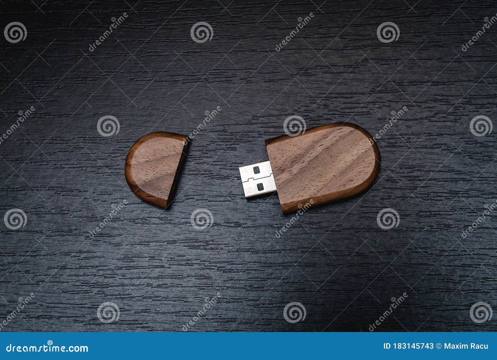 Wooden Usb Flash Drive on a Black Background Stock Image - Image of ...