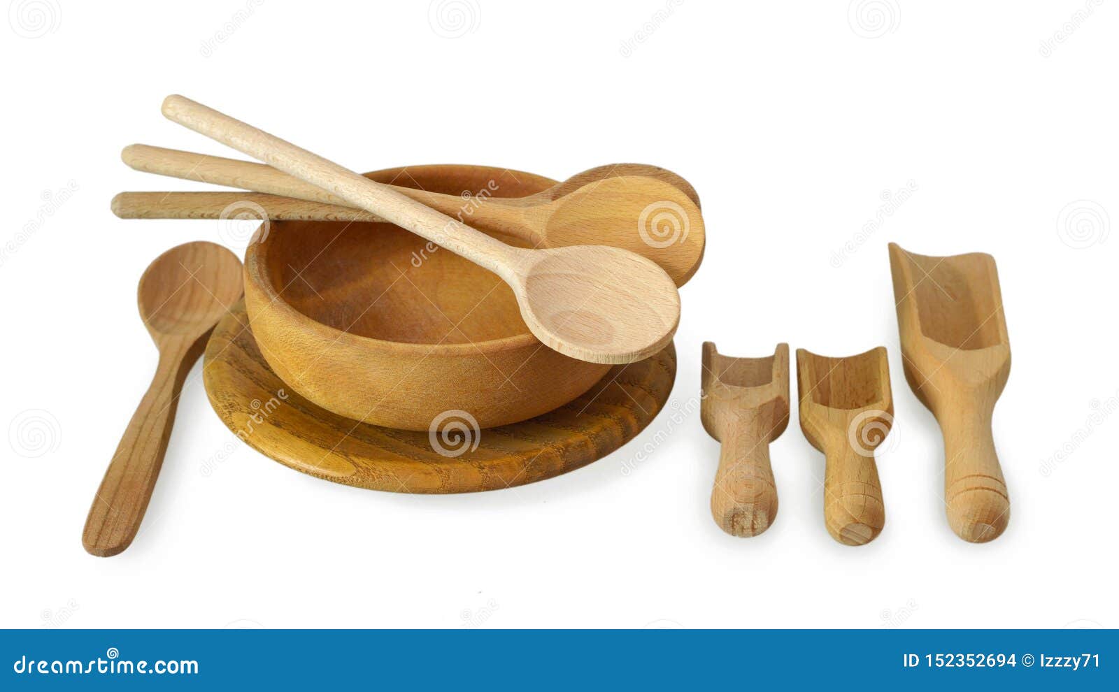 Wooden Utensils Isolated on White Stock Photo - Image of texture ...